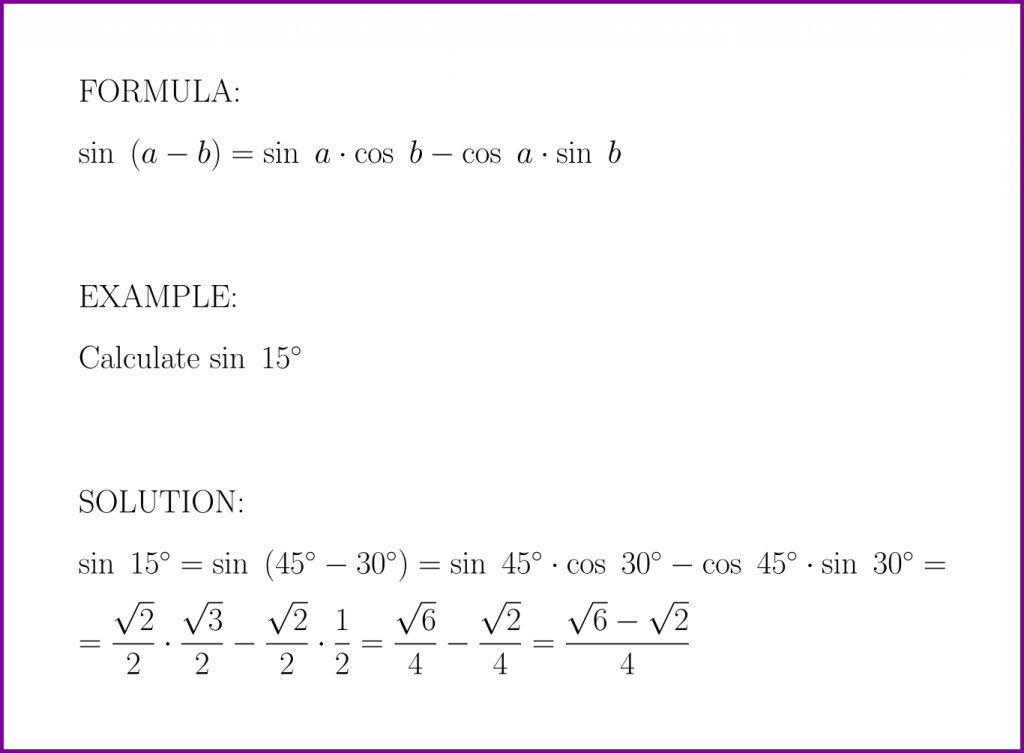 Sin a B formula With Example sine Of Difference LUNLUN COM