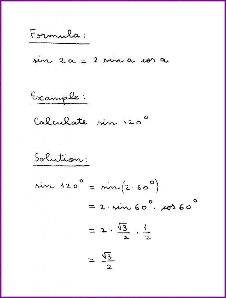 Sin 2a formula And Example sine Of Double Angle trigonometry