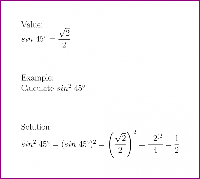 Learn Trigonometry : sine of 45 degrees (value and example) – LUNLUN.COM