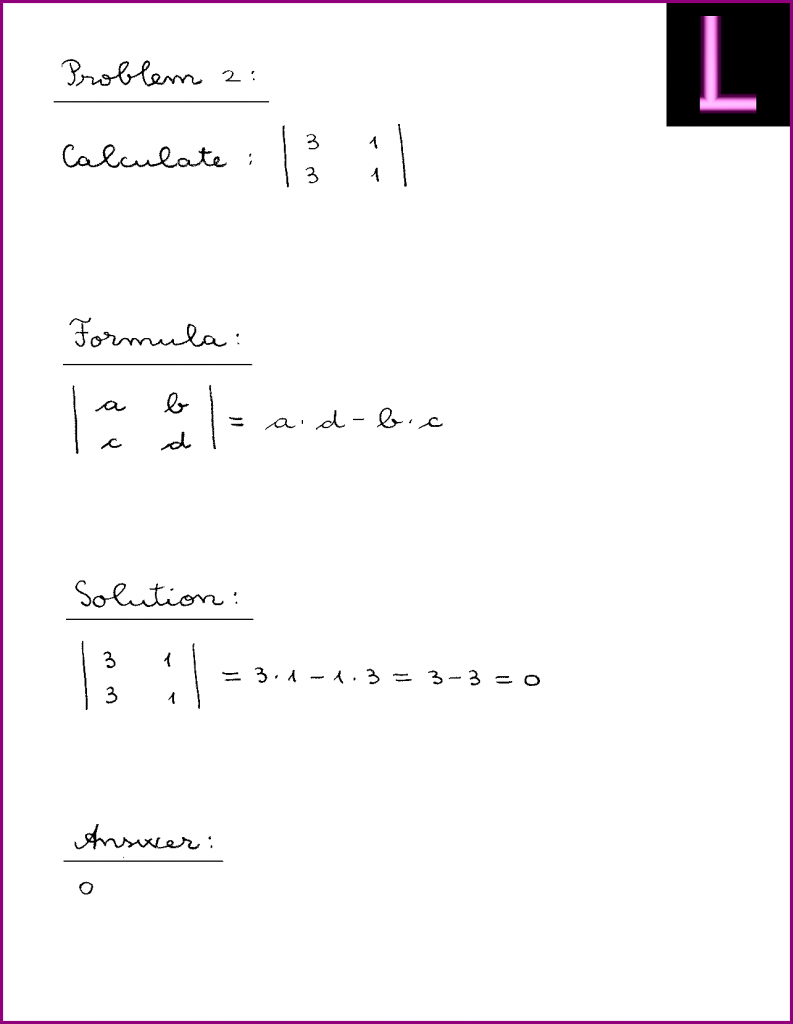 Calculate the determinant (2 x 2 matrix) – LUNLUN.COM