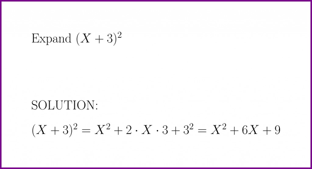 Expand (x+3)^2 (problem with solution) [square of sum] [binomial ...