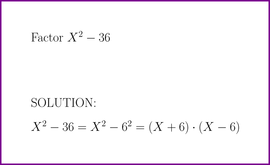 Factor X^2 – 36 (problem with solution) [factor binomial] – LUNLUN.COM