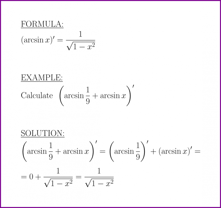 The derivative of arcsin (formula and example) – LUNLUN.COM The derivative of arcsin (formula and example) – LUNLUN.COM