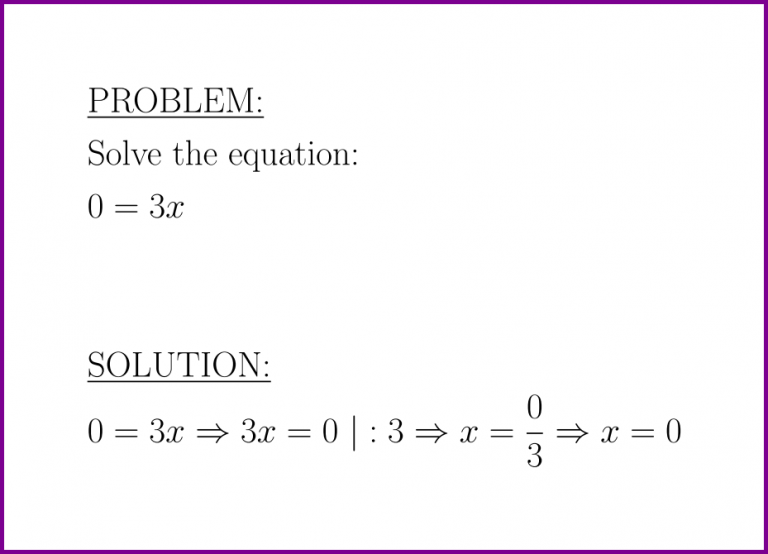 Solve 0 = 3x (first degree equation) (problem with solution) – LUNLUN.COM