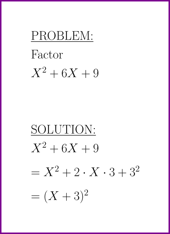 Factor X^2+6X+9 (factor polynomials) (problem with solution) – LUNLUN.COM