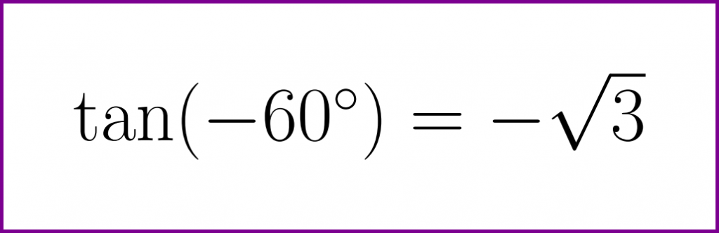 Exact value of tangent of minus 60 degrees – LUNLUN.COM