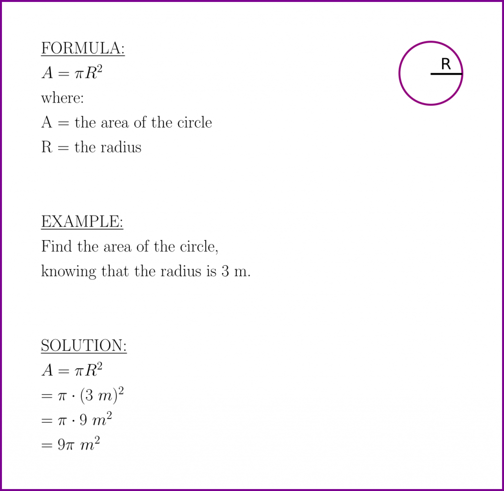 Area of the circle (formula and example) – LUNLUN.COM Area of the circle (formula and example) – LUNLUN.COM