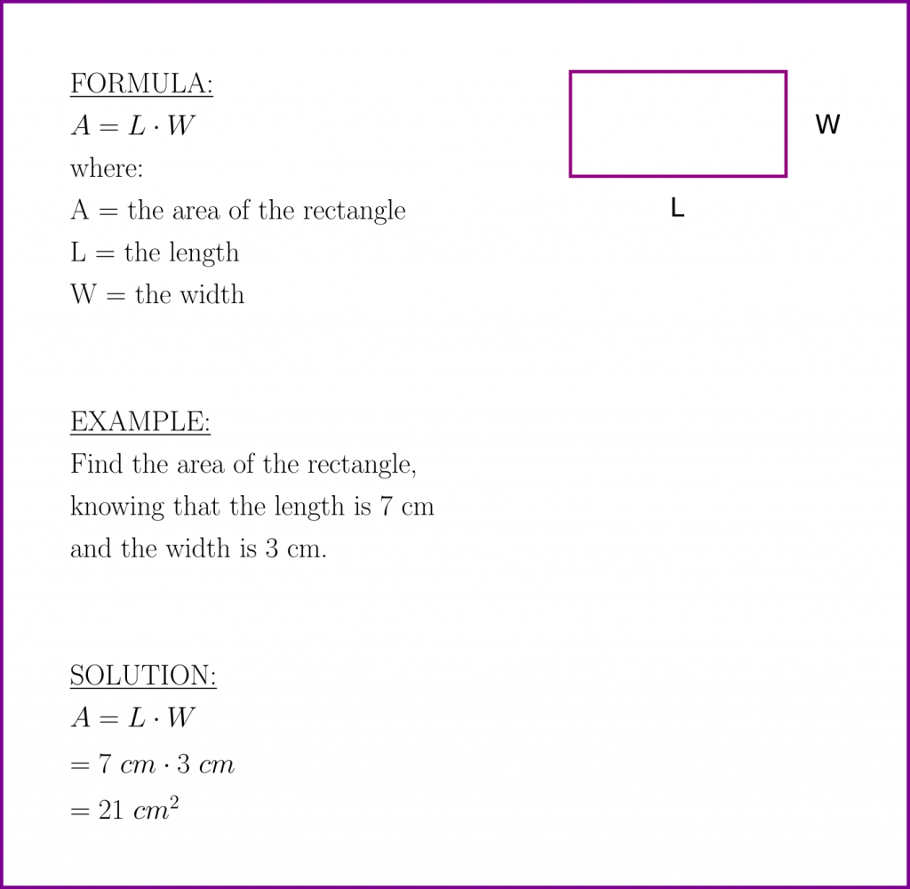 Area of the rectangle (formula and example) – LUNLUN.COM