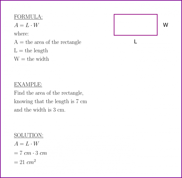 Area of the rectangle (formula and example) – LUNLUN.COM