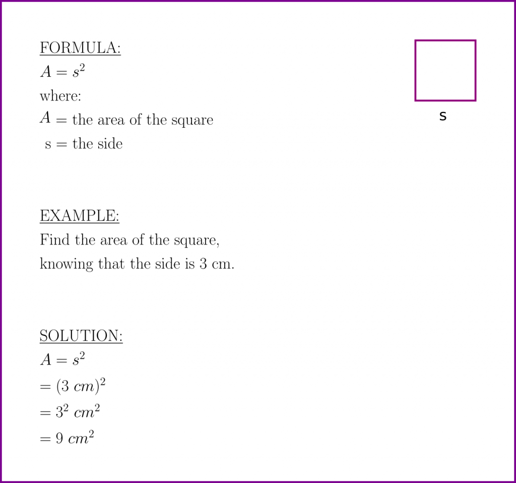 Area of the square (formula and example) – LUNLUN.COM