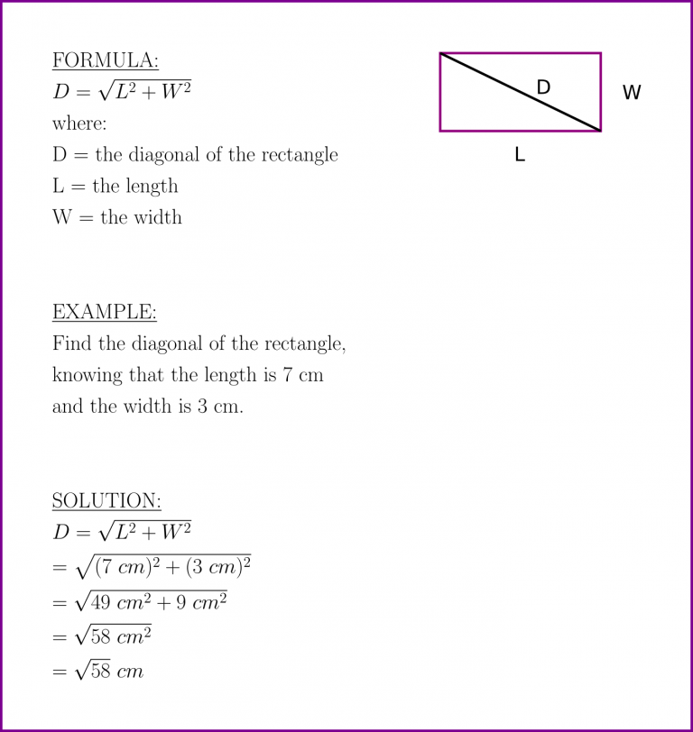 Diagonal of the rectangle (formula and example) – LUNLUN.COM Diagonal of the rectangle (formula and example) – LUNLUN.COM