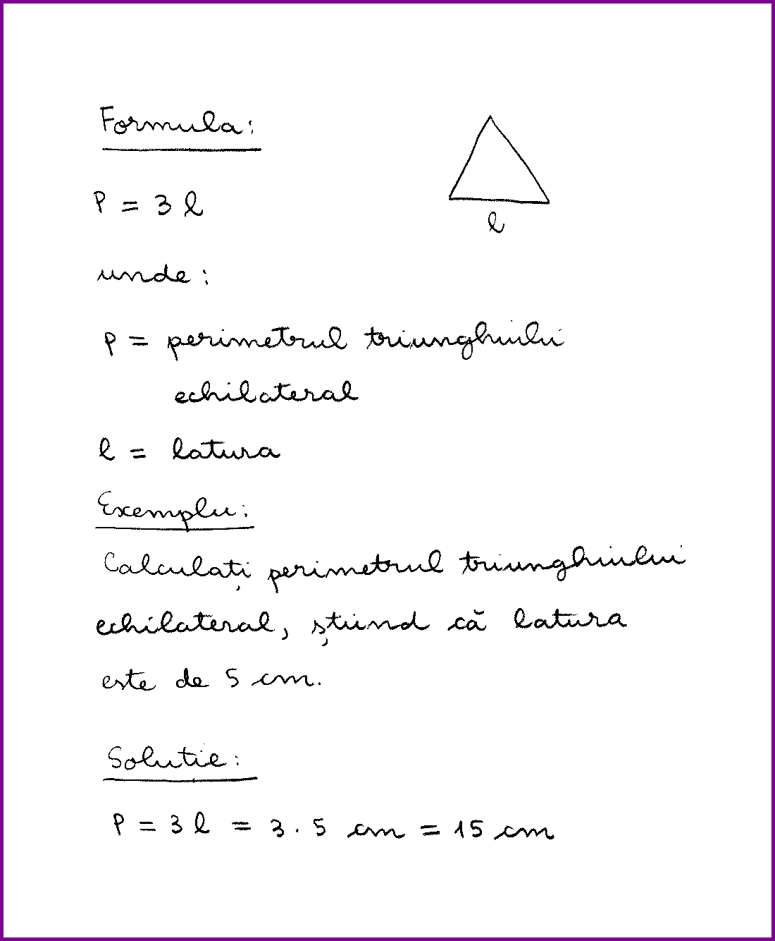 Learn Math In Romanian – Perimetrul triunghiului echilateral (scris de ...