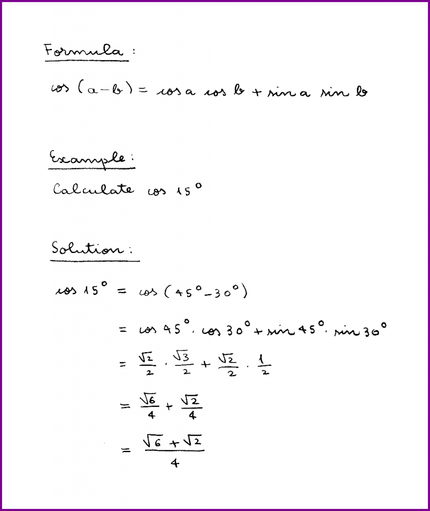 cos (a – b) (formula and example) (cosine of difference) (trigonometry ...
