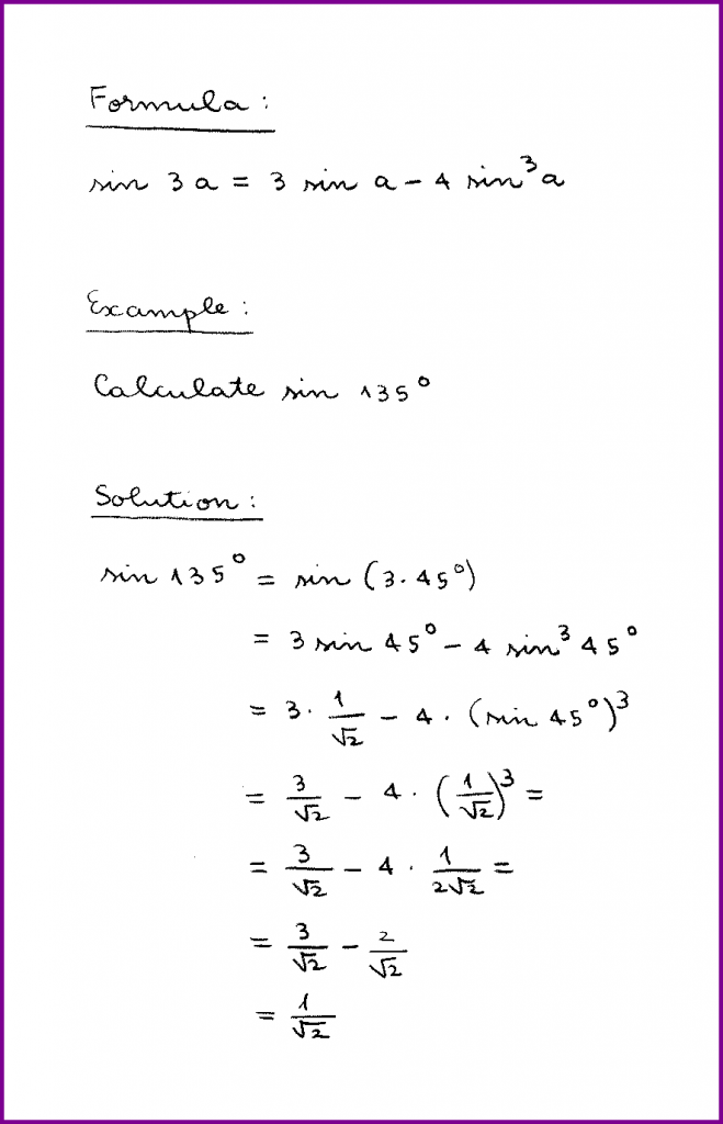 Sin 3a formula And Example sine Of Triple Angle trigonometry