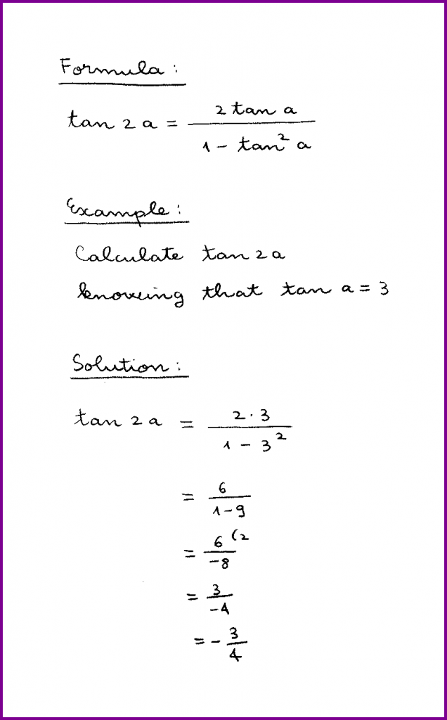 tan 2a (formula and example) (tangent of double angle) (trigonometry ...