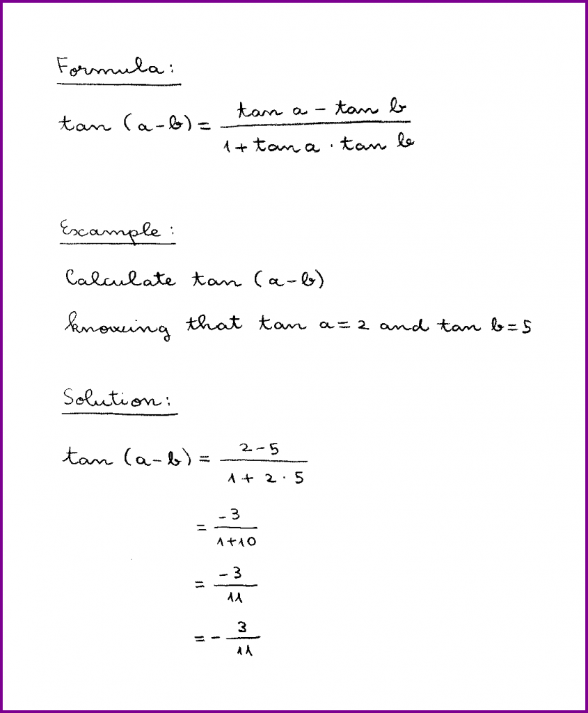 tan (a – b) (formula and example) (tangent of difference) (trigonometry ...