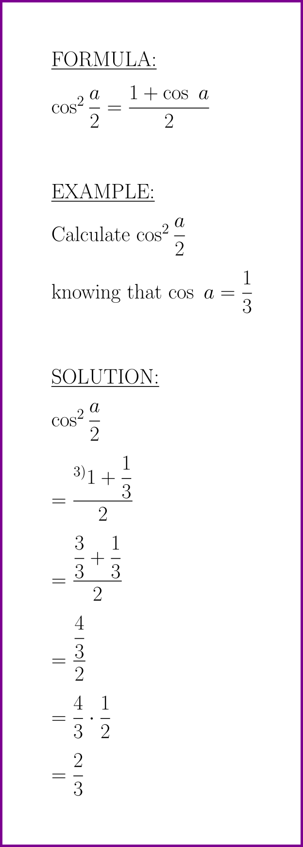cos^2 of a over 2 (formula and example) (cosine of half angle) – LUNLUN.COM
