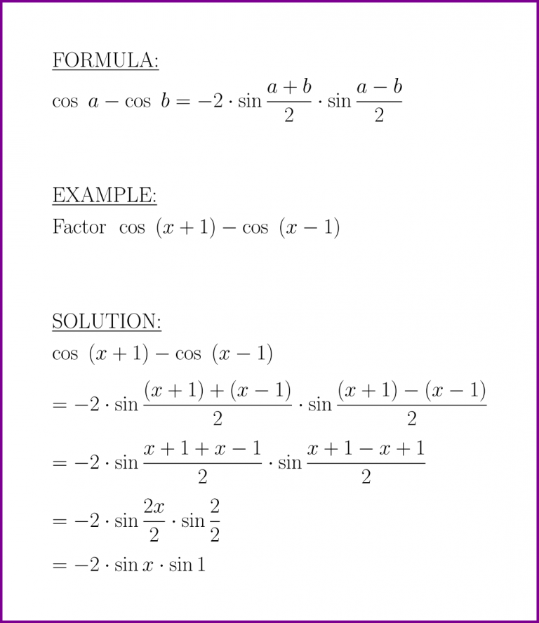 cos a – cos b (formula and example) (difference of cosine) – LUNLUN.COM