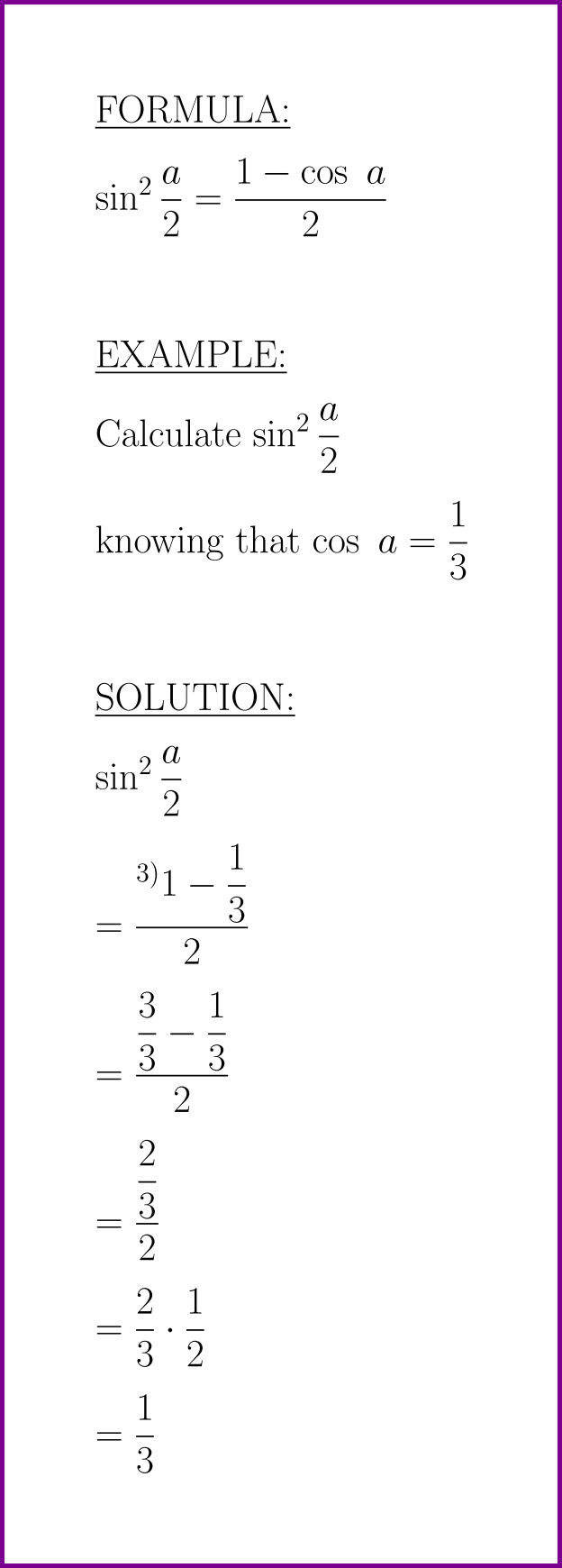 sin^2 of a over 2 (formula and example) (sine of half angle) – LUNLUN.COM