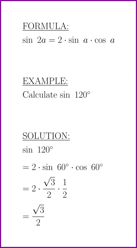 sin 2a (formula and example) (sine of double angle) – LUNLUN.COM