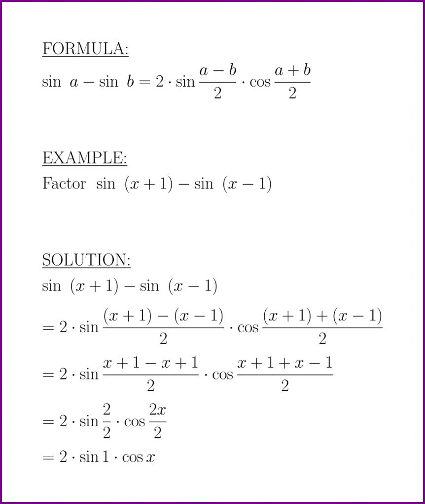 sin a – sin b (formula and example) (difference of sine) – LUNLUN.COM