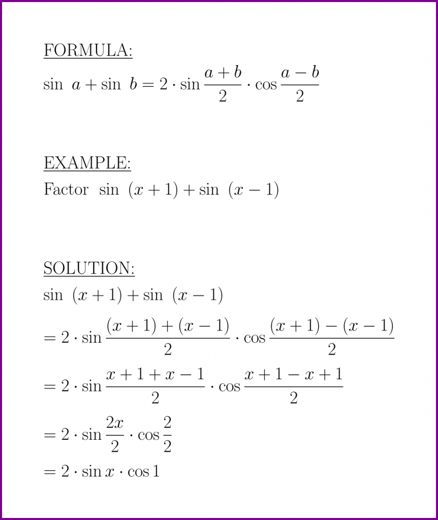sin a + sin b (formula and example) (sum of sine) – LUNLUN.COM