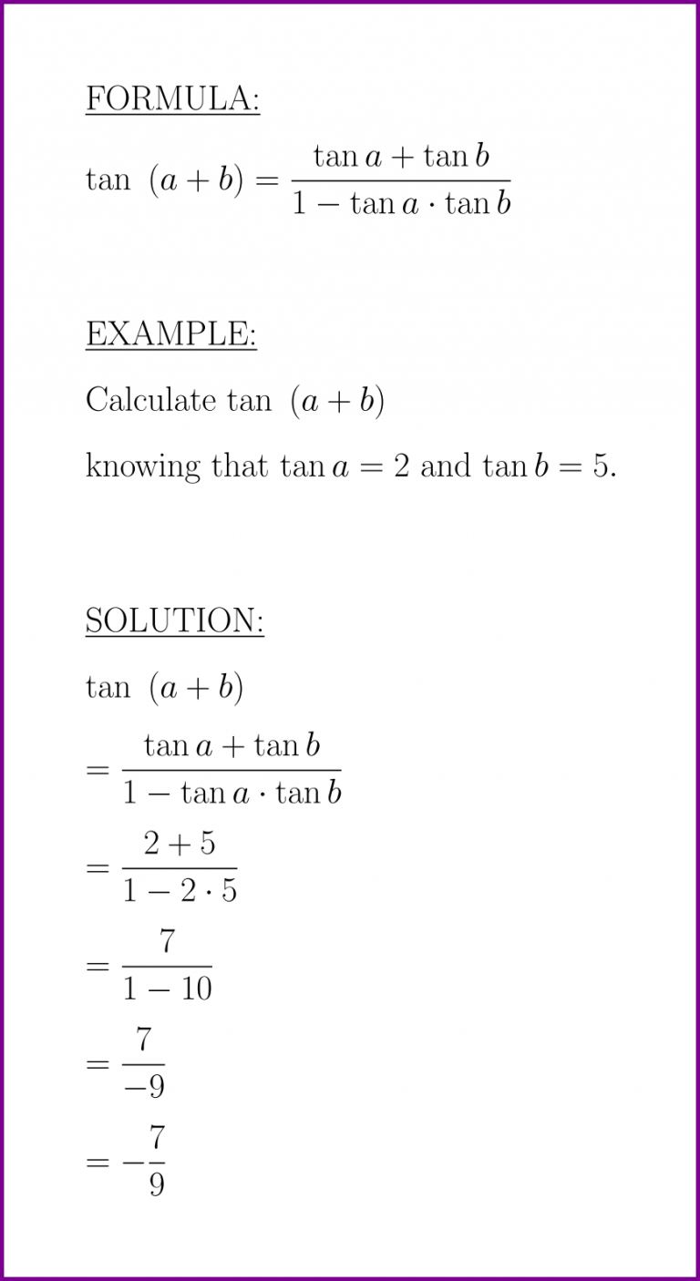 tan (a + b) (formula and example) (tangent of sum) – LUNLUN.COM